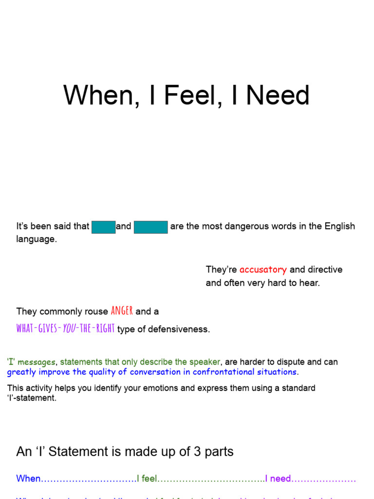 When, I Feel, I Need | PDF
