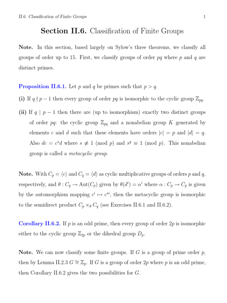 Classification of Groups | PDF | Group (Mathematics) | Group Theory