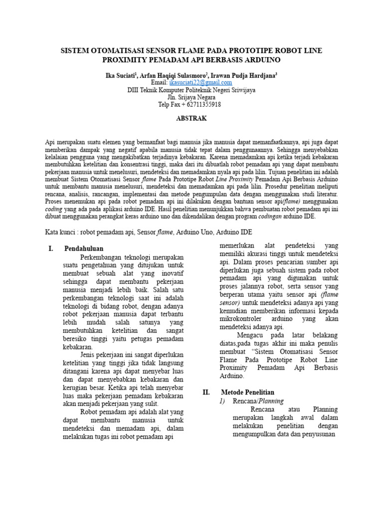 Sistem Otomatisasi Sensor Flame Pada Prototipe Robot Line Proximity ...