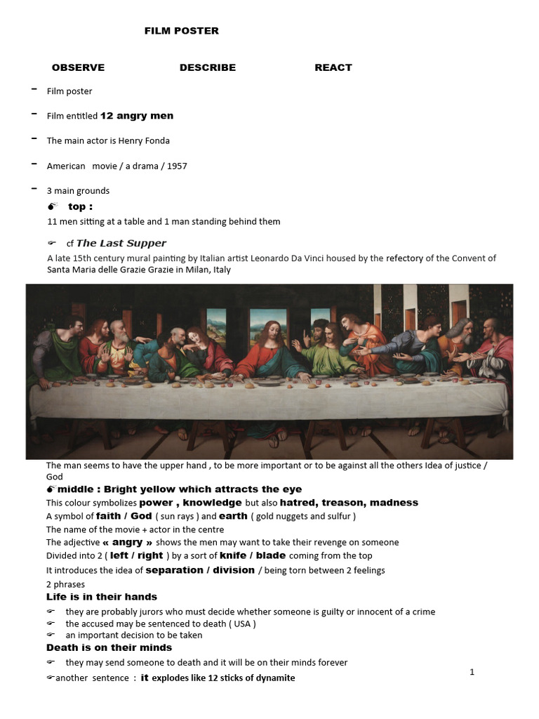 Film Poster Analysis 12 Angry Men | PDF | Justice | Crime & Violence