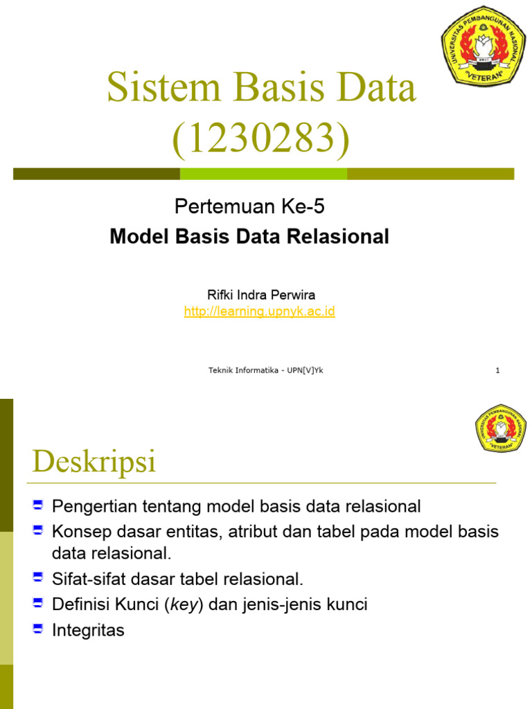 Model Basis Data Relasional | PDF | Komputer