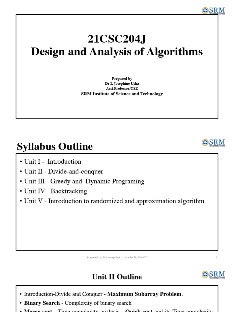 DAA - Unit2 | PDF | Computer Science | Algorithms