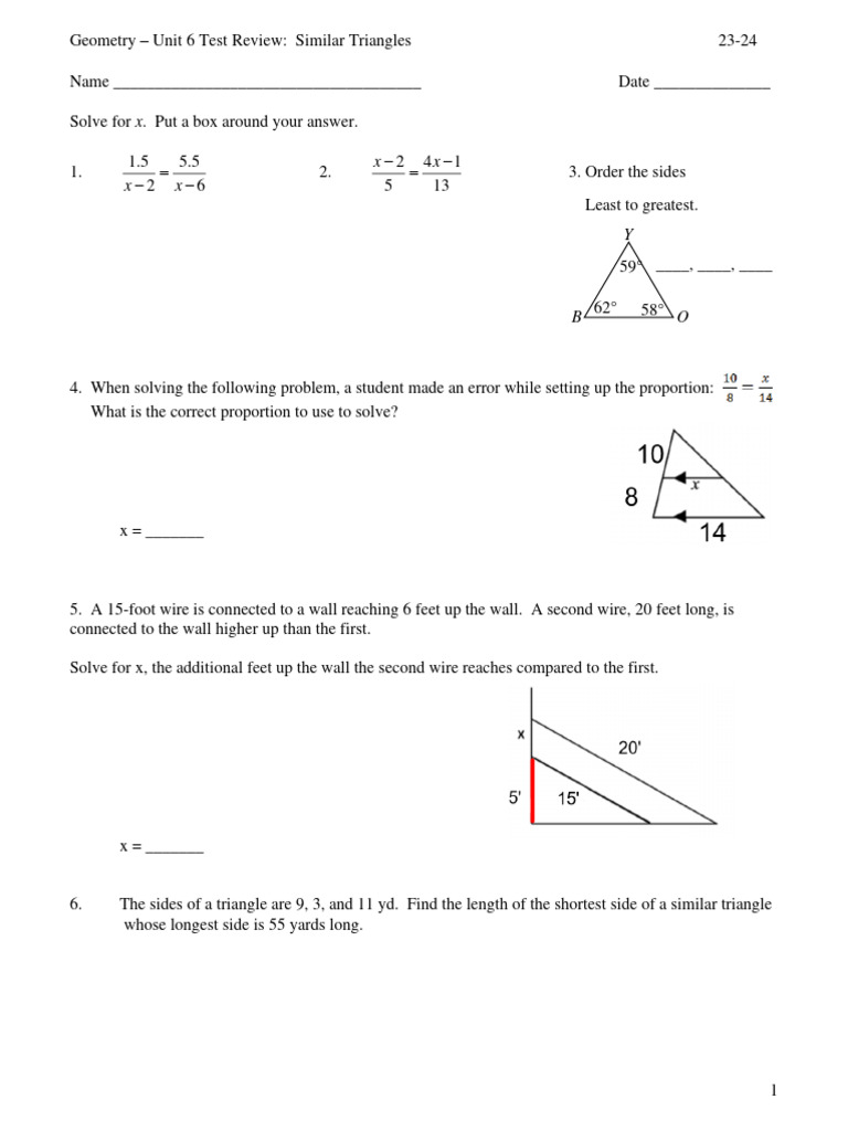 2324_Unit_6_Review | PDF | Triangle | Elementary Geometry