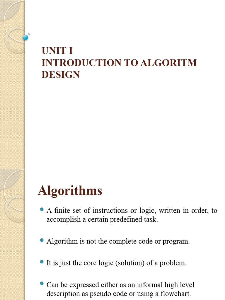 UNIT I - Session 1 | PDF | Algorithms | Computer Programming