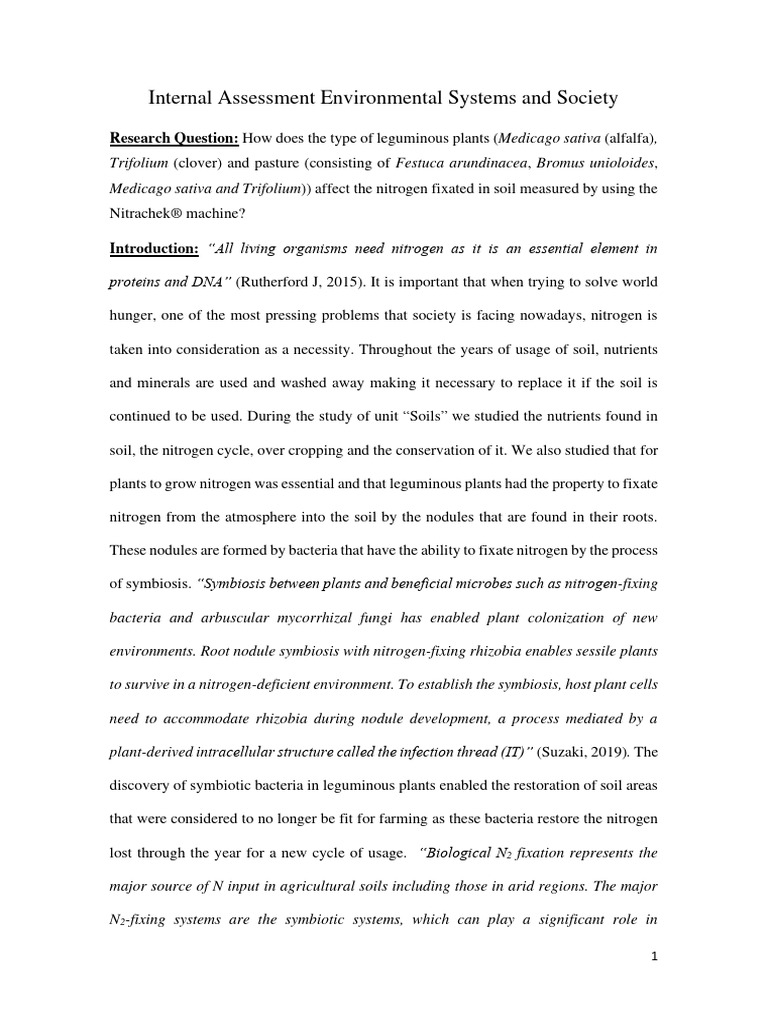 IB ESS INTERNAL ASSESTMENTexample 5 | PDF | Soil | Legume