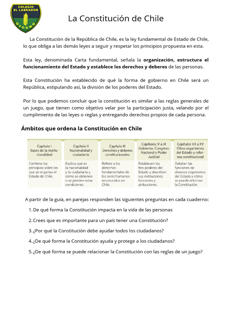 La Constitución de Chile | PDF
