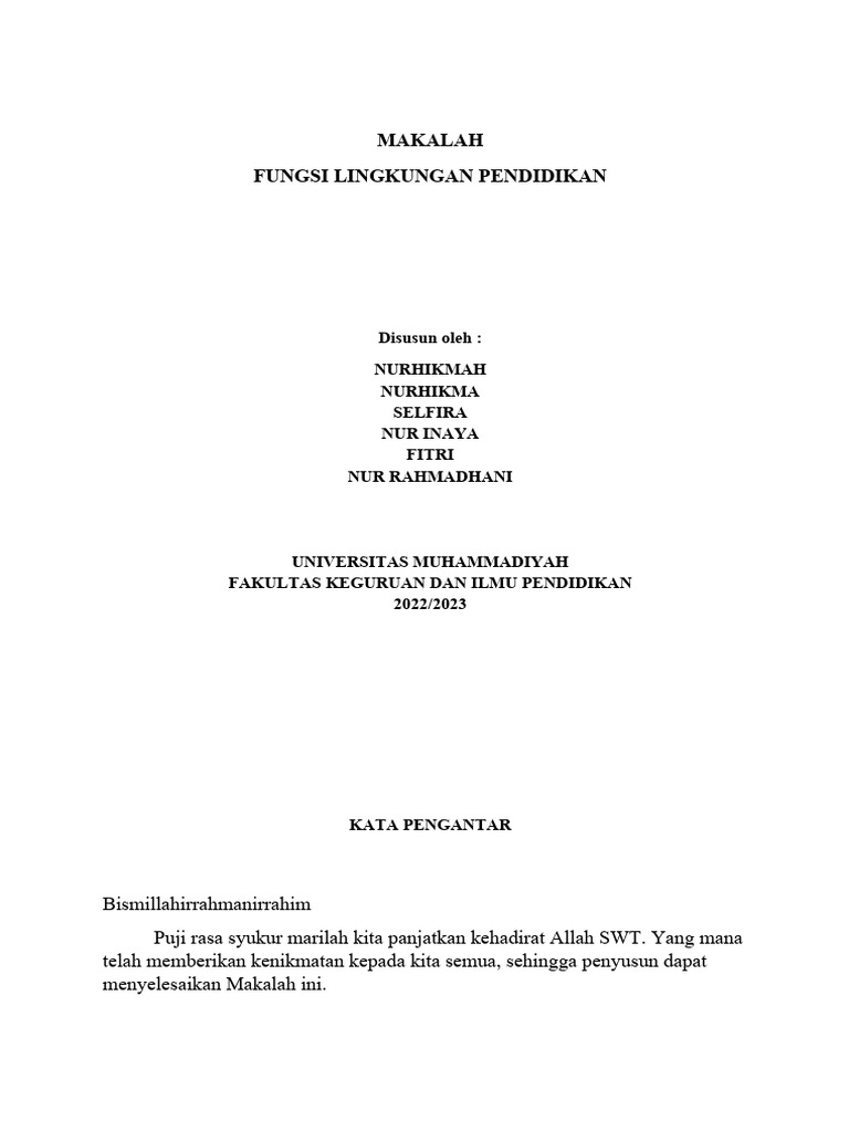 Fungsi Lingkungan Pendidikan | PDF