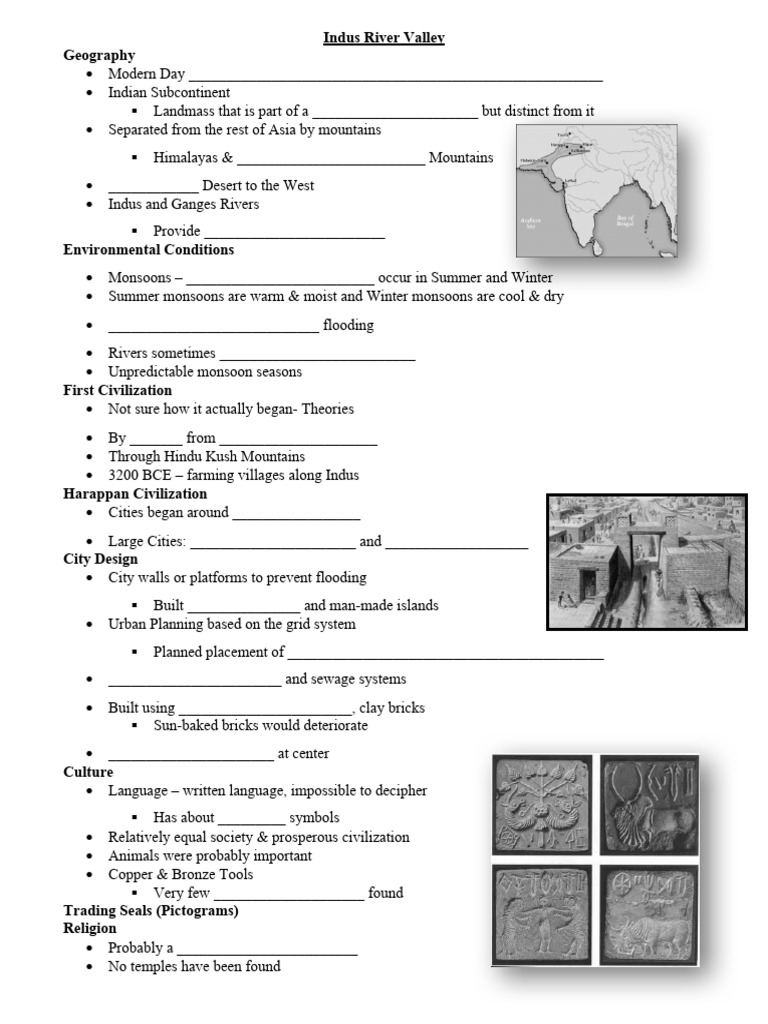 Indus River Valley Notes-Student Version | PDF
