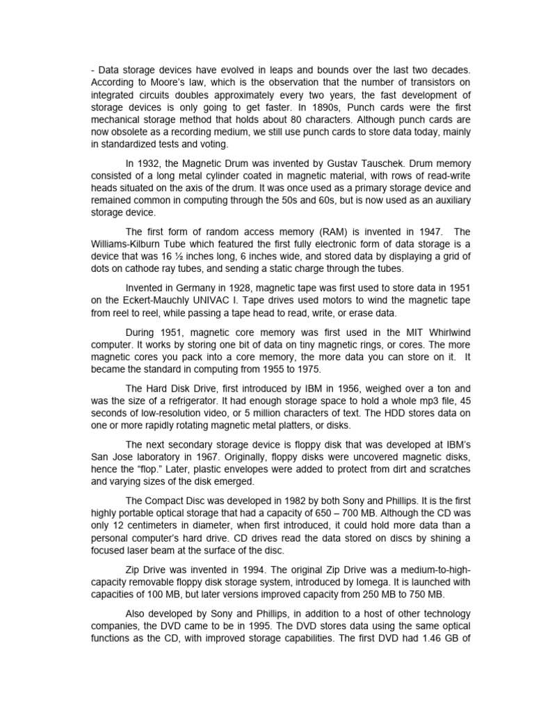 Computer Storage Evolution | PDF | Usb Flash Drive | Computer Data Storage