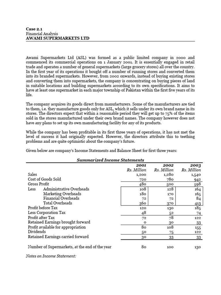 Case 1 Analysis of FS | PDF