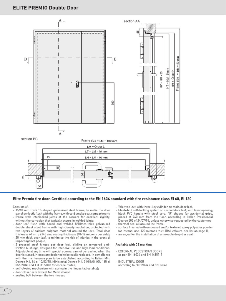 Elite Premio Fire Door Specifications | PDF | Door | Building Engineering