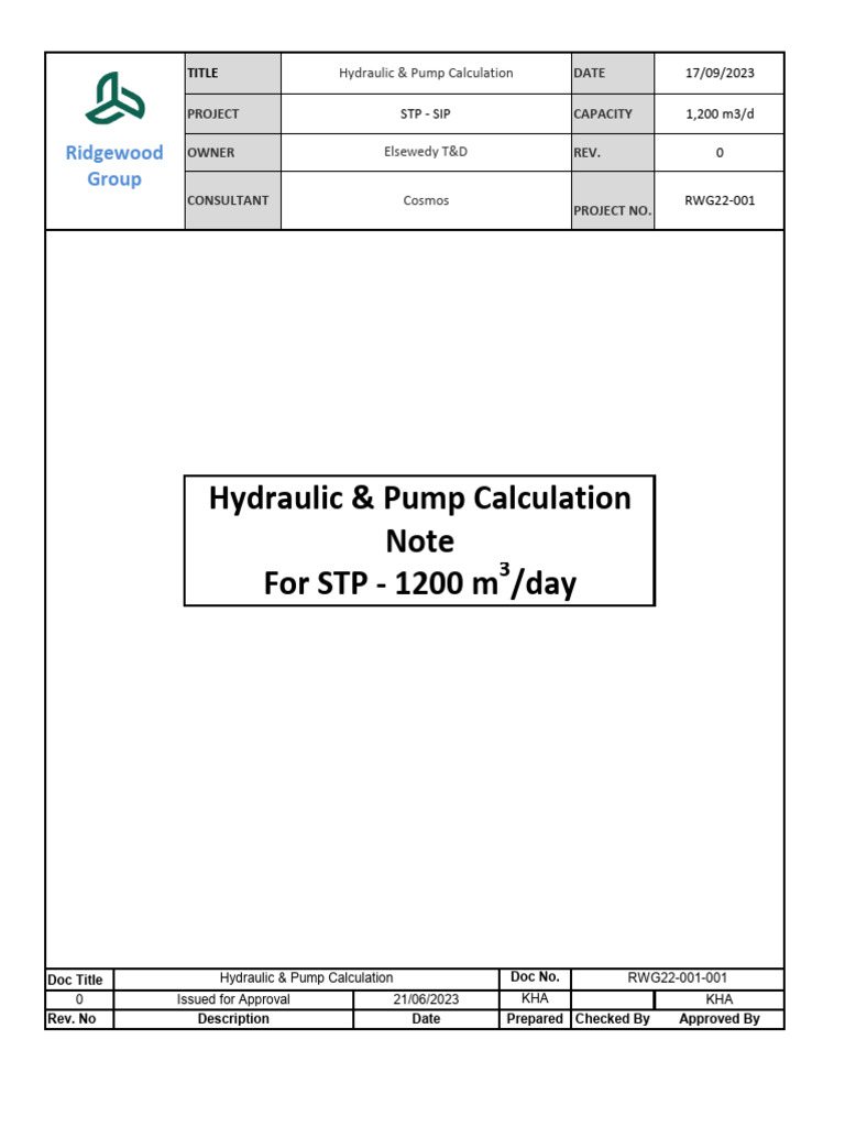 Hydraulic & Pumps Calculation-Rev00 | PDF | Computers | Technology & Engineering