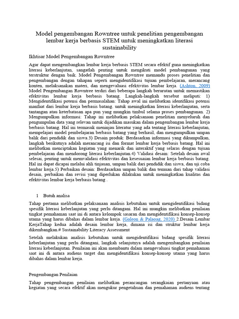 Rowntree Development Model For Research On Developing Stem Based ...