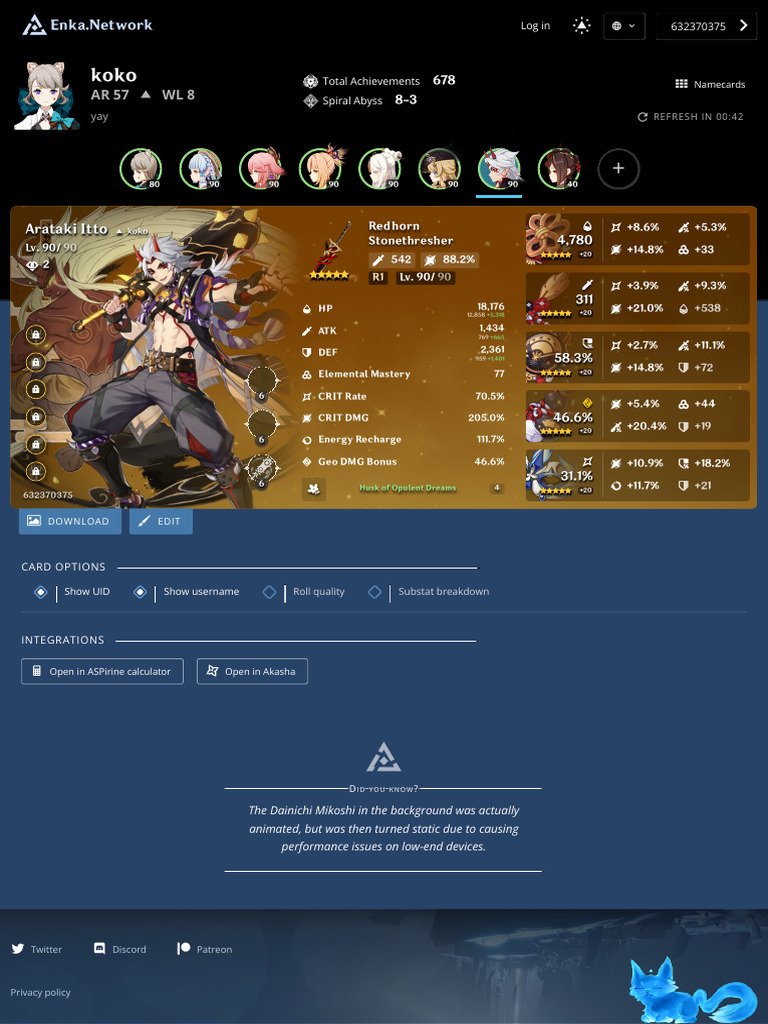 Koko's Genshin Character Showcase Enka - Network | PDF