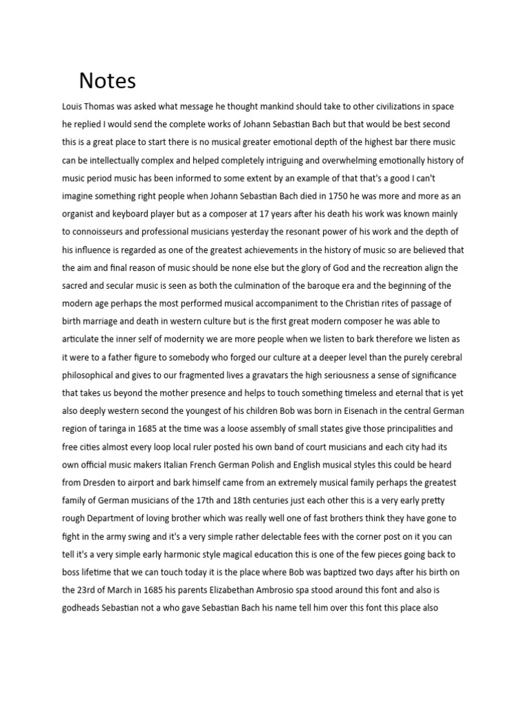 Bach Notes | Download Free PDF | Johann Sebastian Bach