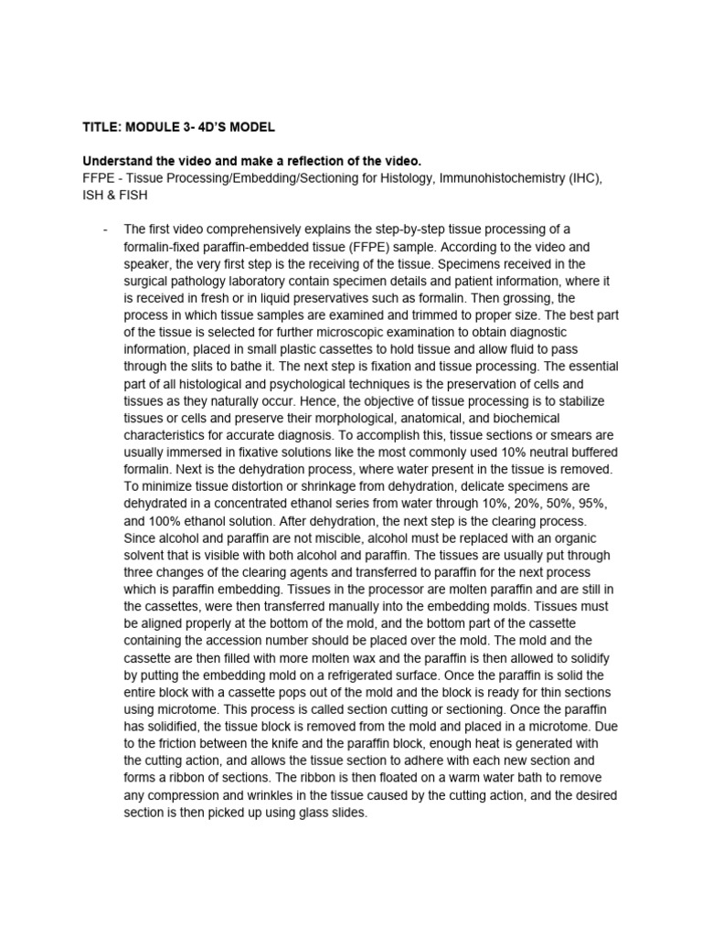 HISTOPATH MODULE 3- 4D’S MODEL | PDF | Histology | Biology