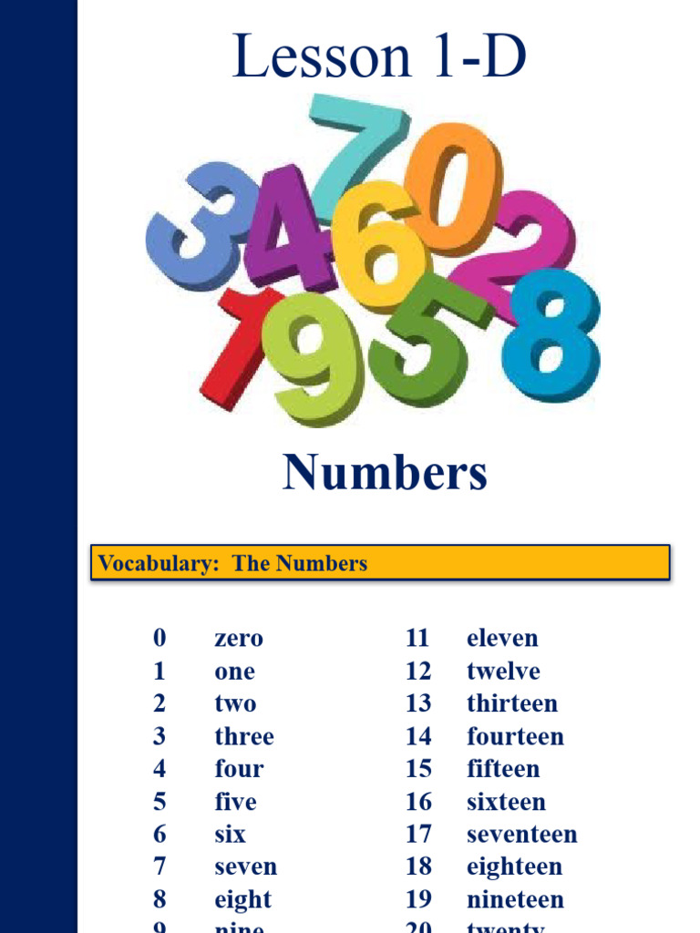 Lesson 1-D Numbers | PDF | Grammatical Number | Noun