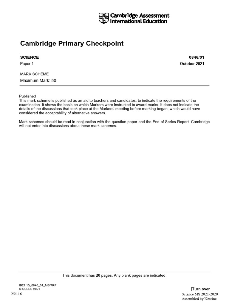 Cambridge Primary Checkpoint Science MS | PDF | Blood | Rotation
