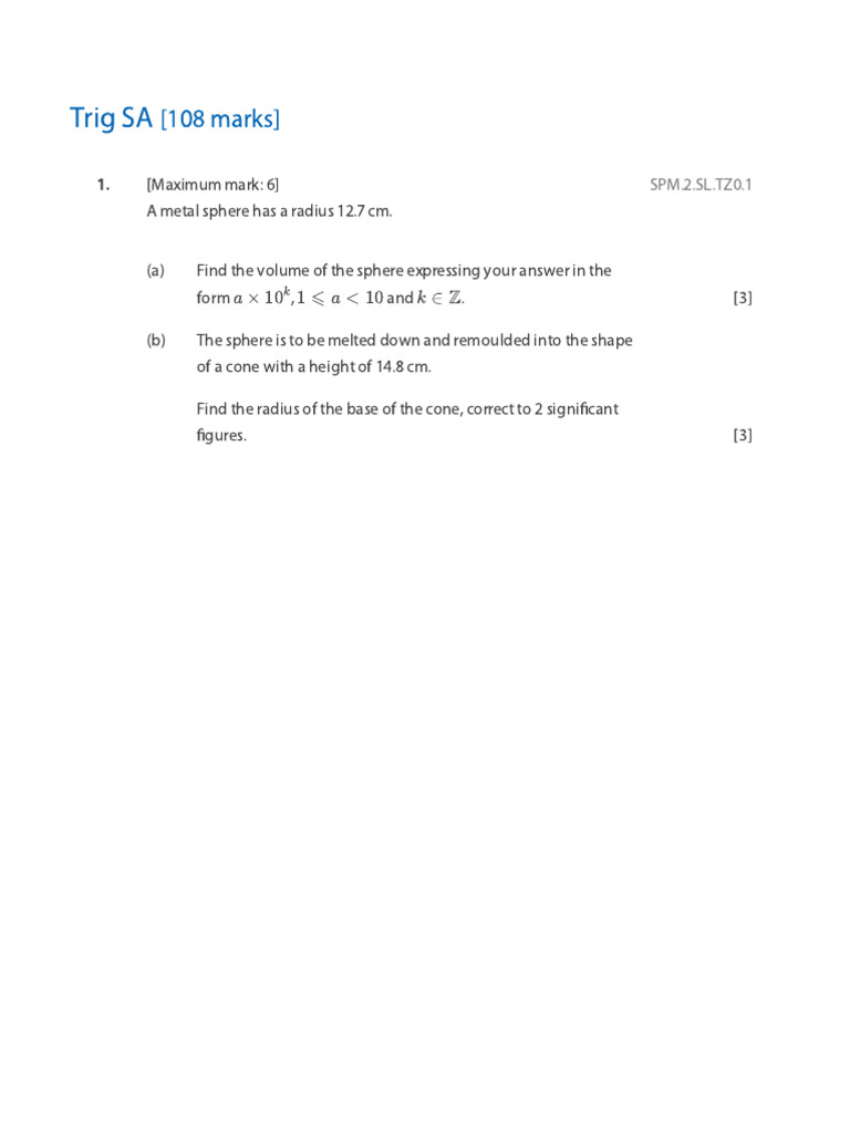 Trig_SA_Questions_for_practice | PDF | Area | Sphere