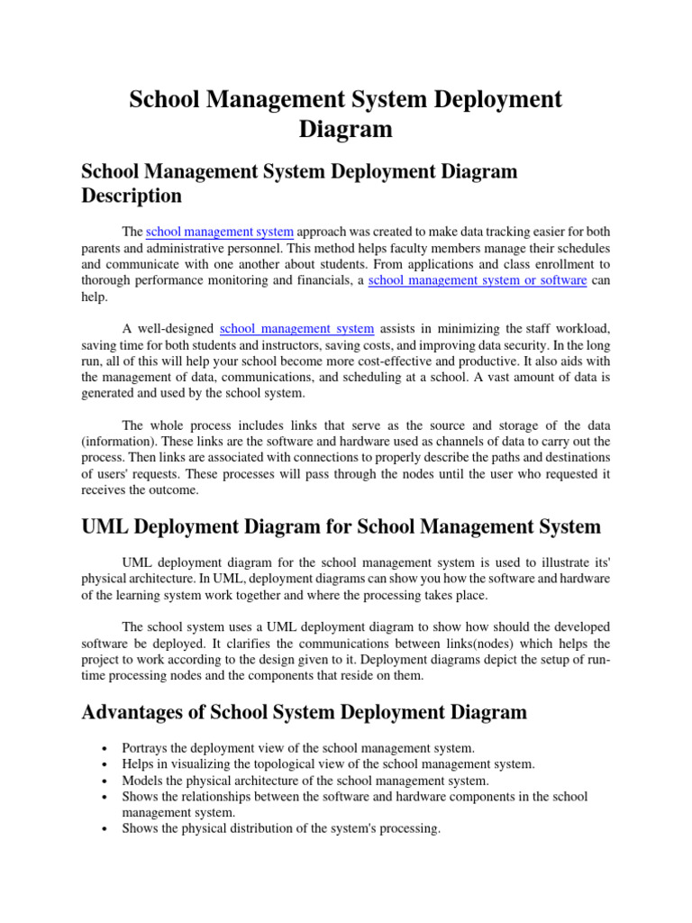 School Management System Deployment Diagram | PDF