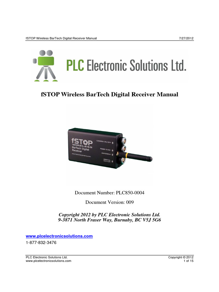 fSTOP Wireless BarTech B3A Receiver Manual | PDF | Switch ...