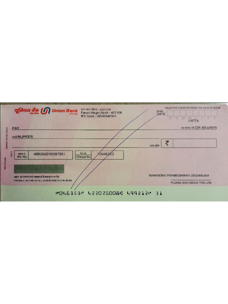Cancel Cheque - MPD - Union | PDF