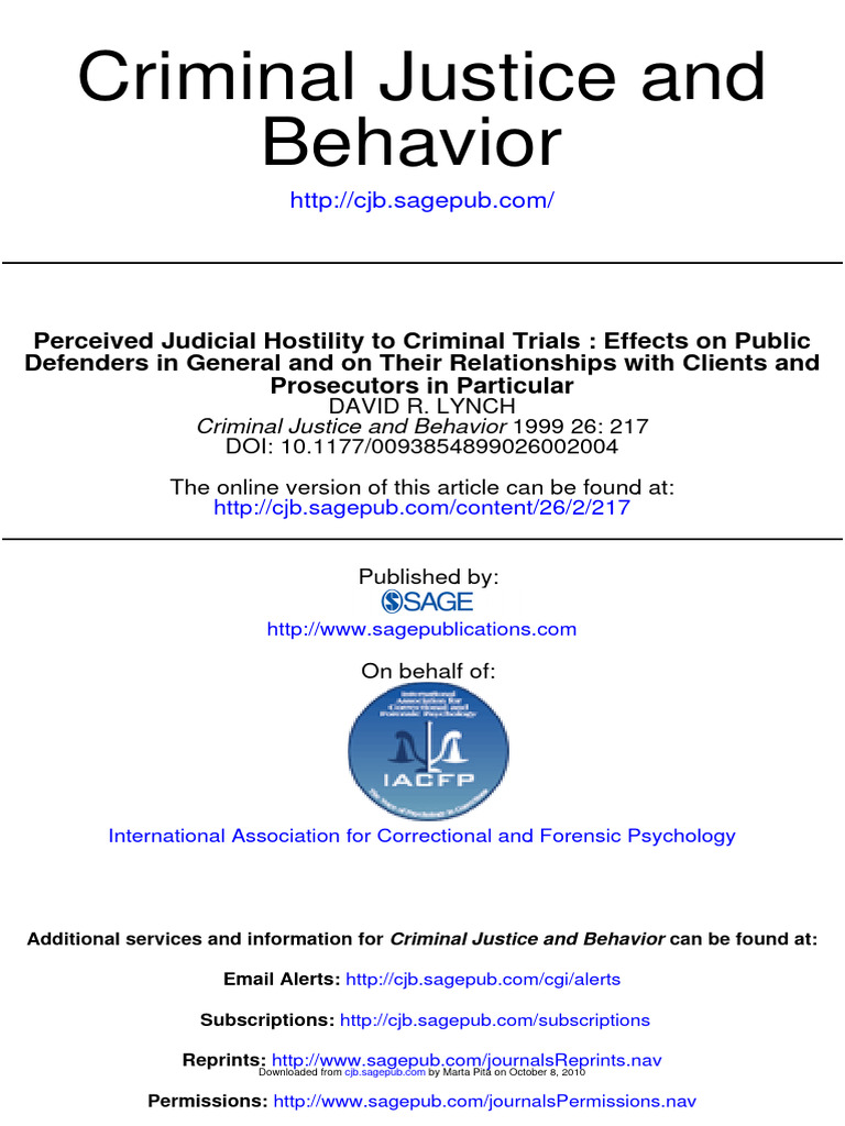 Perceived Judicial Hostility To Criminal Trials | PDF | Misconduct ...