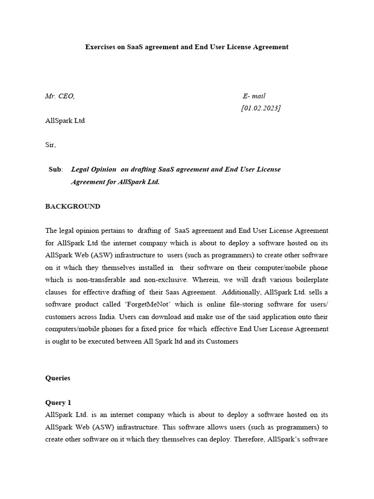 Drafting SaaS and EULA Clauses Guide | PDF | Software As A Service | Proprietary Software