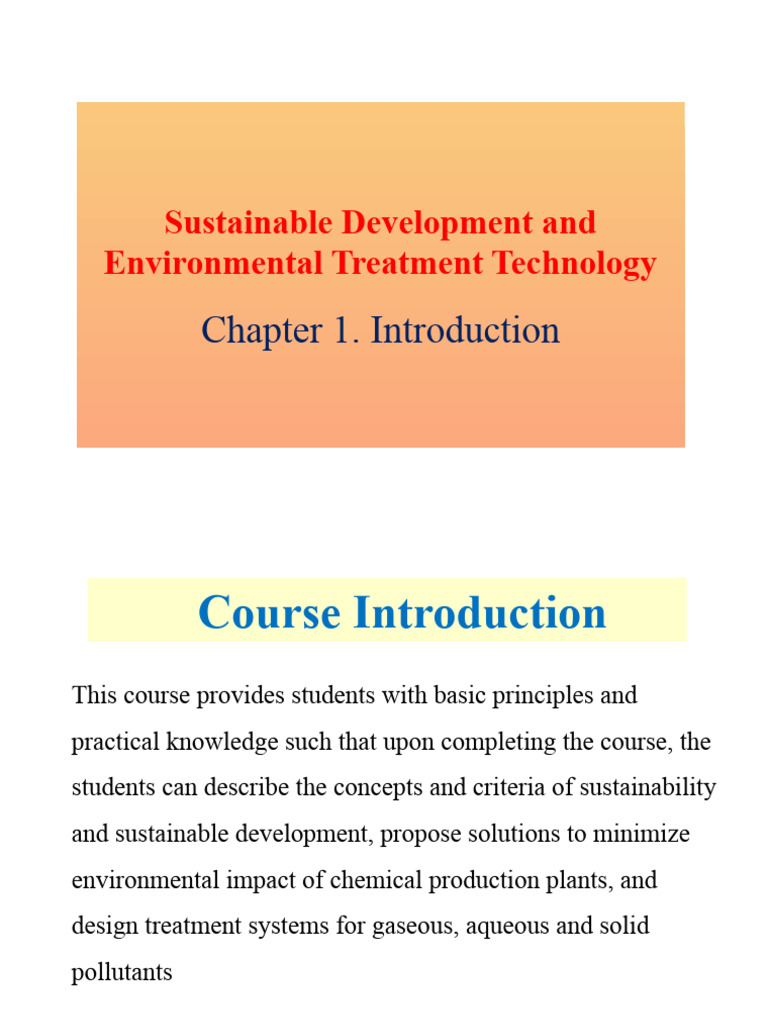 Chapter 1 - Course Description and Introduction To Sustainable ...
