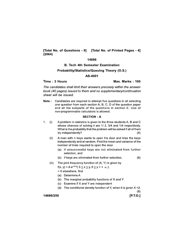 Probability Statistics Queuing Theory (O.S.) | PDF Probability Statistics Queuing Theory (O.S.) | PDF