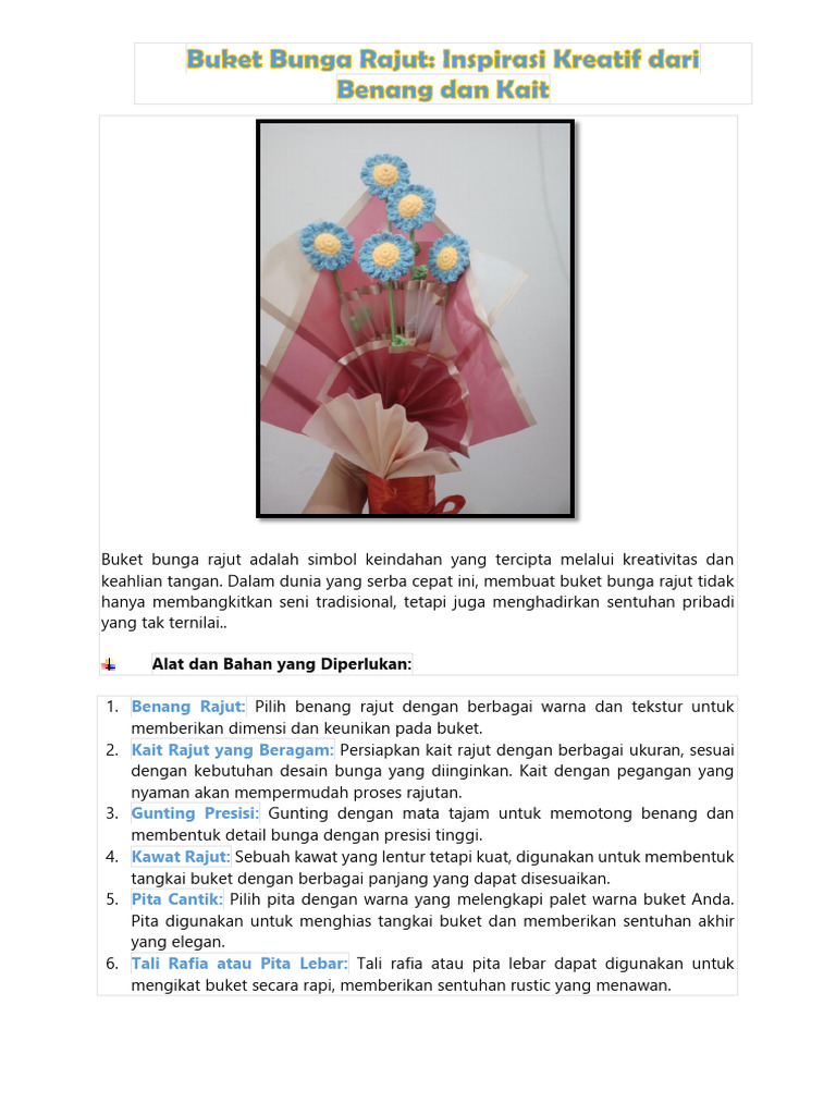 Artikel Buket Bunga Rajut | PDF | Griya & Taman | Gaya Hidup