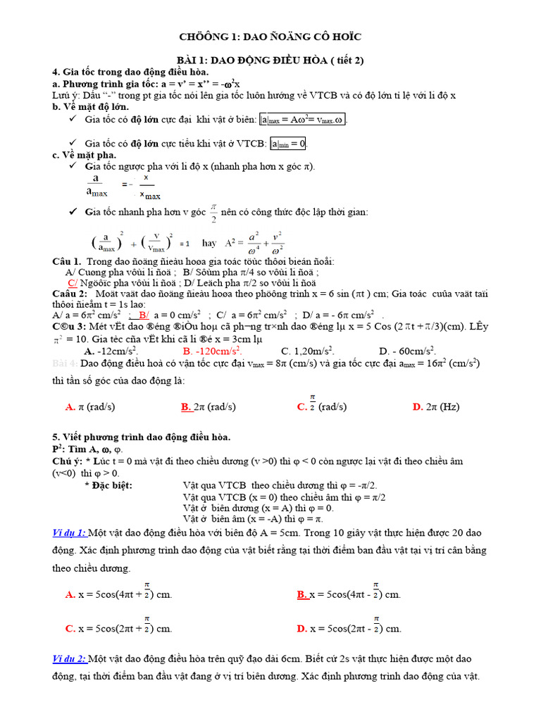 CHUONG 1 - DAO DONG DIEU HOA - Tiết 2 | PDF