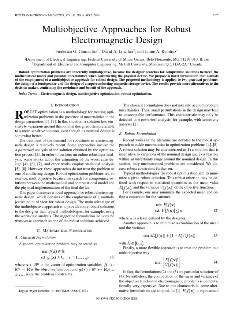 Multiobjective Approaches For Robust | PDF | Mathematical Optimization | Applied Mathematics