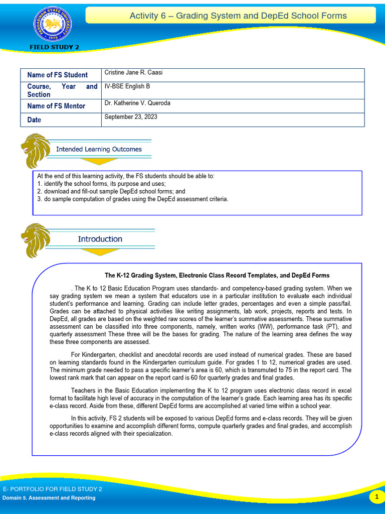 K-12 Grading System & DepEd Forms | PDF | Learning | Schools