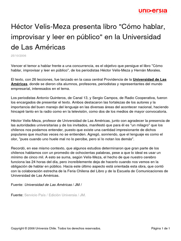 Hector Velis Meza Presenta Libro Hablar Improvisar Leer Publico ...