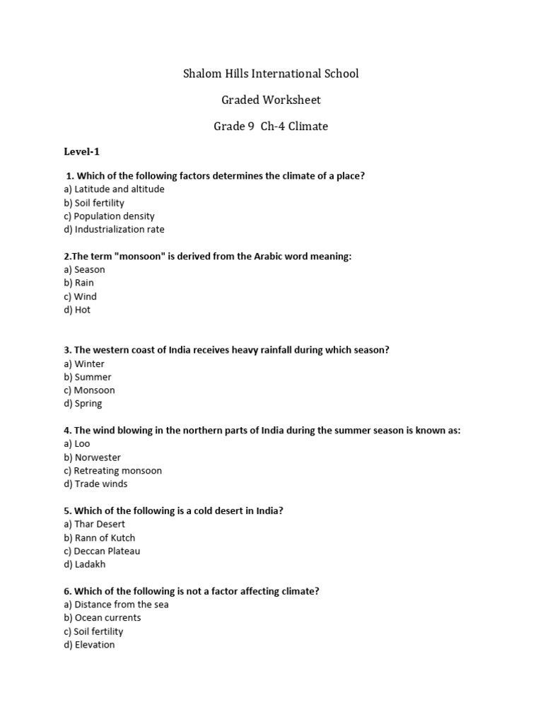 GWS CH 4 Climate Grade 9 4 | PDF