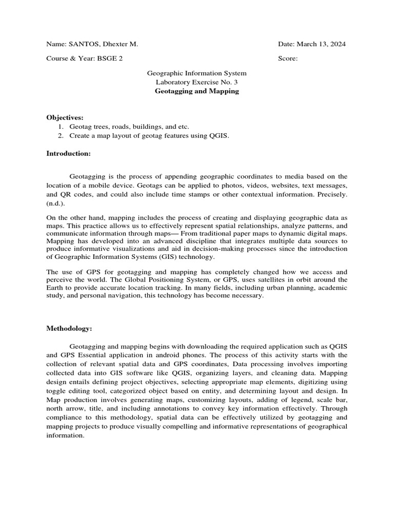 GEO 127_LAB 3_ SANTOS. | PDF | Geographic Information System | Map