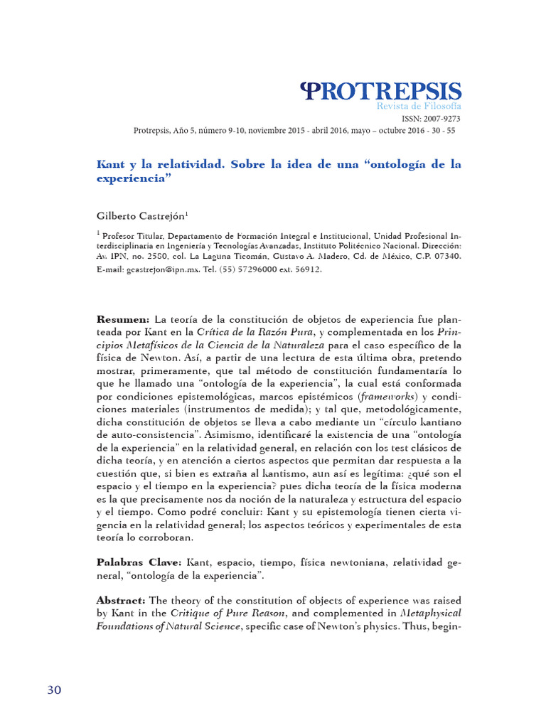 Kant y La Relatividad Sobre La Idea de U | PDF | Espacio | Immanuel Kant