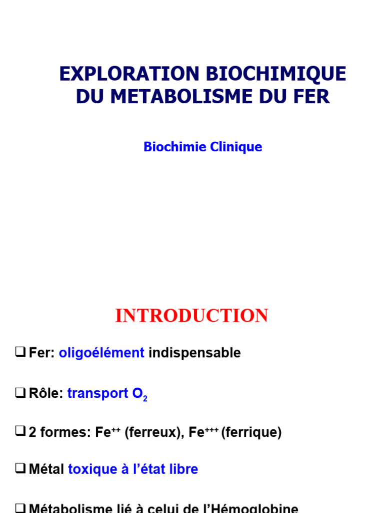 Métabolisme du Fer en Biochimie Clinique | PDF
