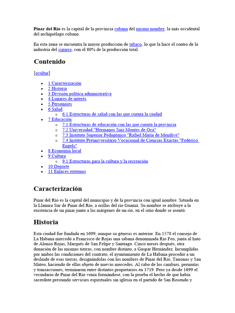 Pinar Del Río Es La Capital de La Provincia Cubana Del Mismo Nombre ...