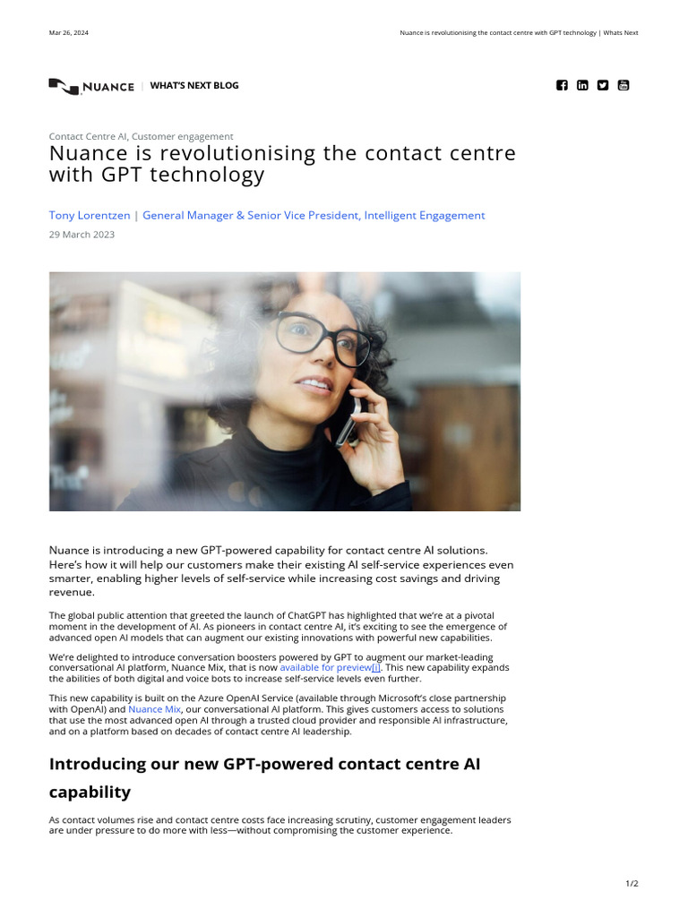 Nuance Is Revolutionising The Contact Centre With GPT Technology | PDF ...