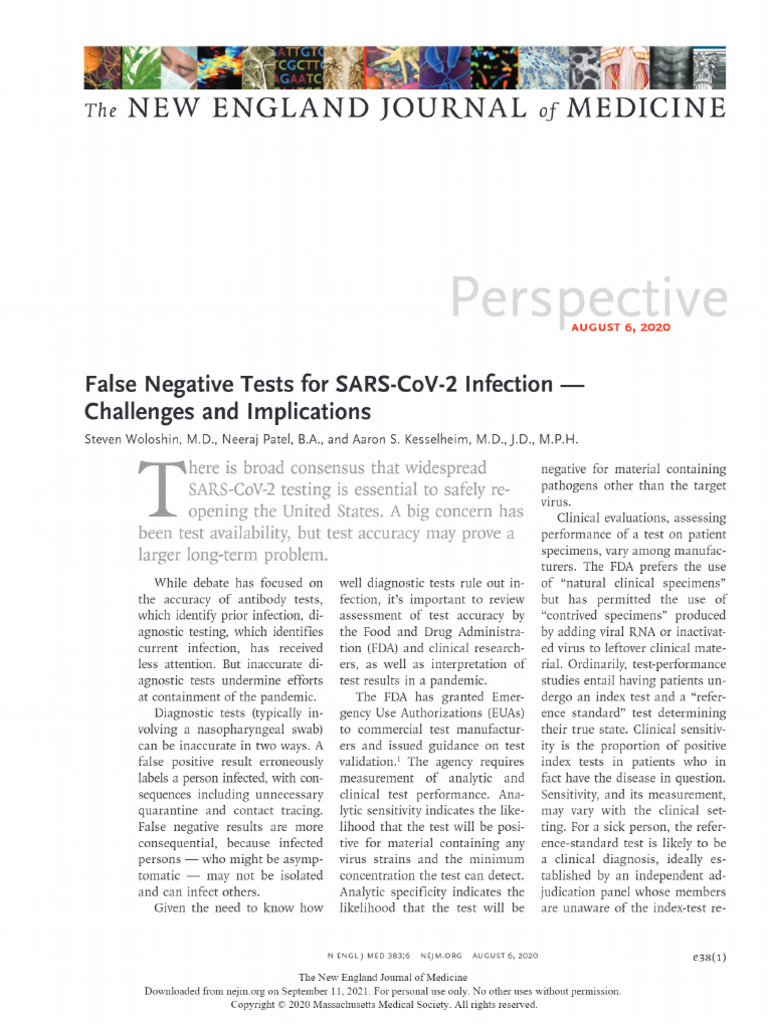 False Negative Tests for SARS-CoV-2 Infection — Challenges and ...