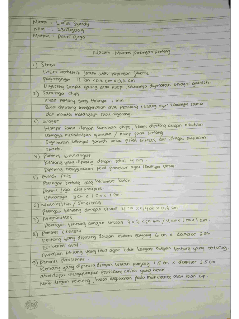 Macam Macam Potongan Kentang | PDF