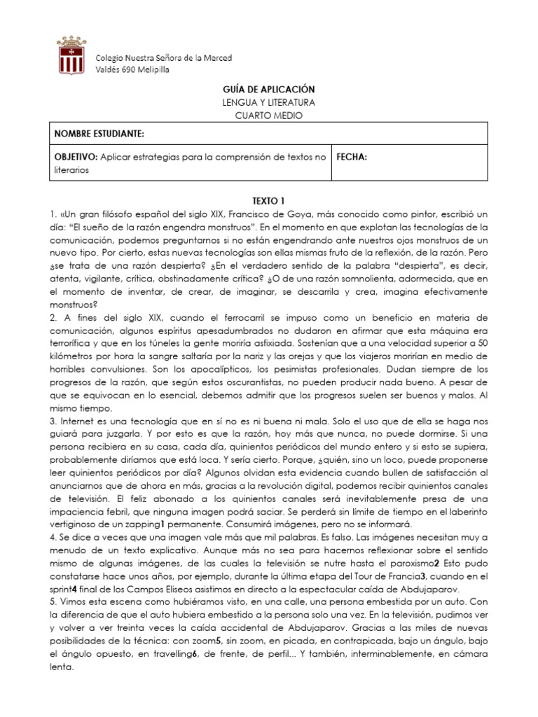 GUÍA DE LECTURA 2 CUARTO MEDIO | PDF | Razón | Tecnología de información y comunicaciones