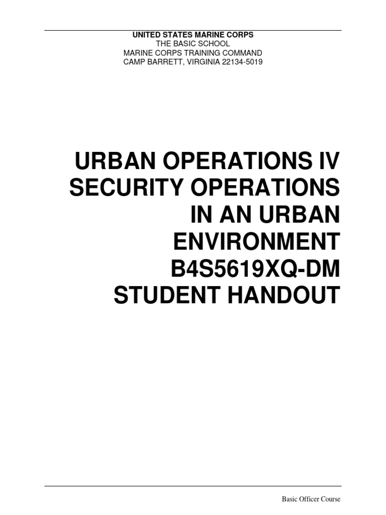 B4S5619XQ-DM Urban Operations IV - Security Operations in An Urban ...