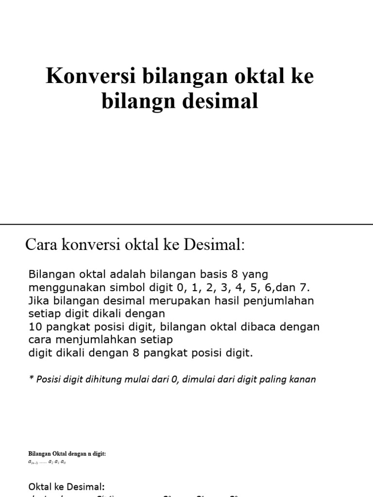 Konversi Bilangan Oktal Ke Bilangn Desimal | PDF | Metode & Bahan Ajar