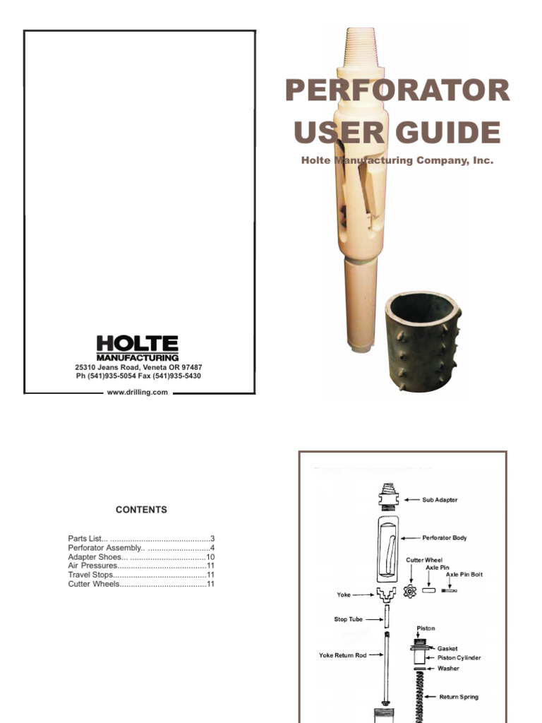 Holte Perforator User Manual | PDF | Pipe (Fluid Conveyance) | Screw