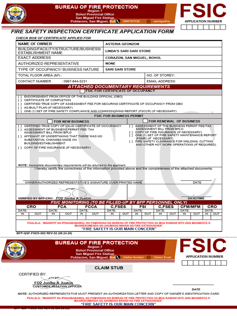 Fire Safety Certificate Application | PDF | Fire Safety