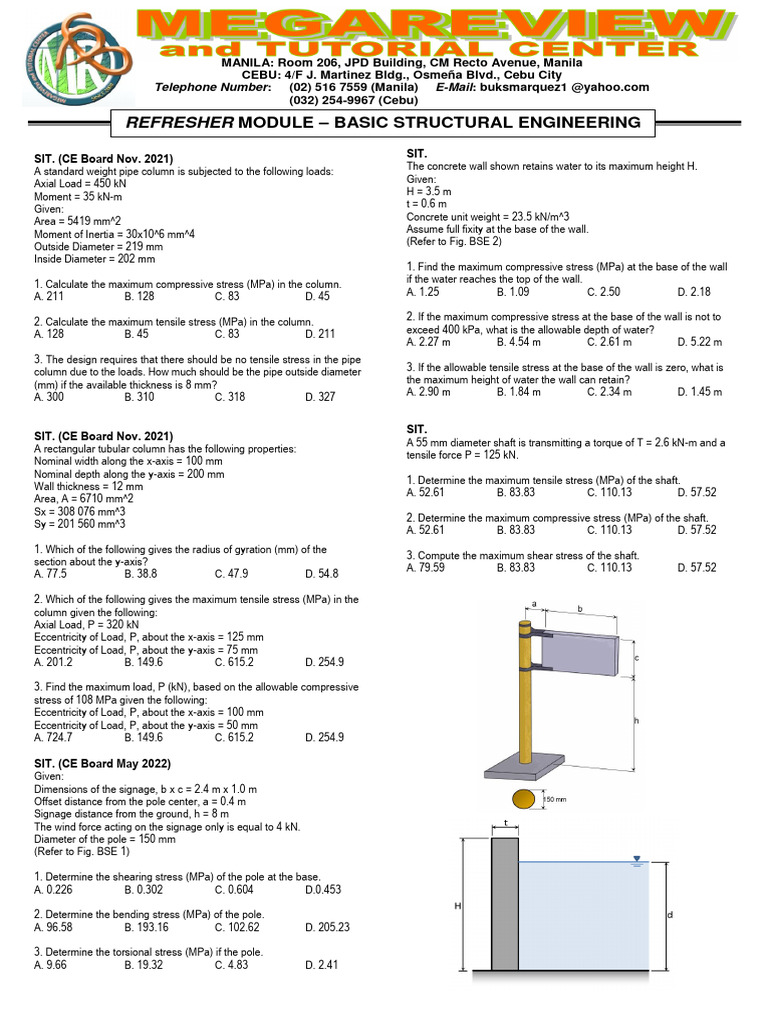 Refresher Module 27 - S5 - Basic Structural Engineering 4 | PDF | Stress (Mechanics) | Column