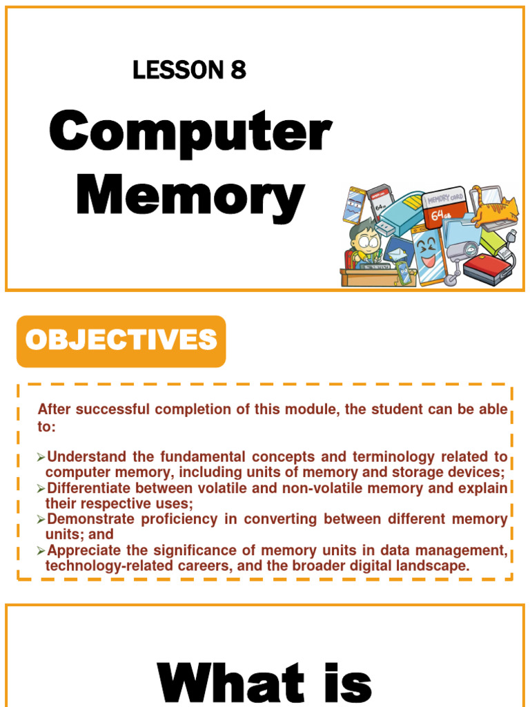 Lesson 8 Computer Memory | PDF | Computer Data Storage | Byte